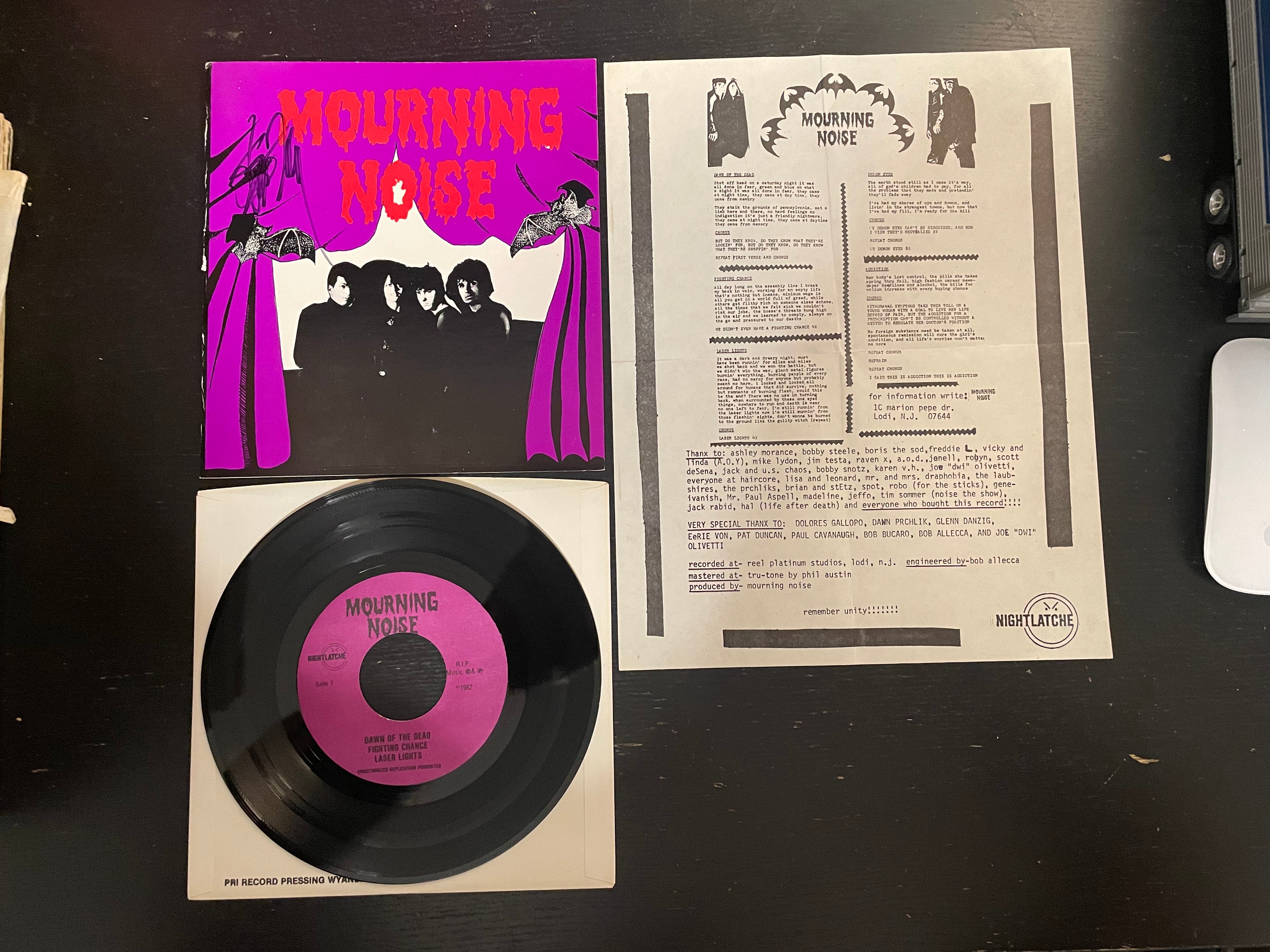 Mourning Noise Dawn Of The Dead 7" 1983 With Insert Signed Steve Zing ...